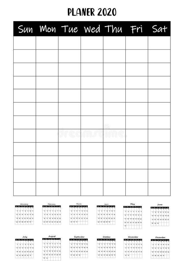 2020 Calendar and Planner. Diary, Schedule. White Background.. Stock ...