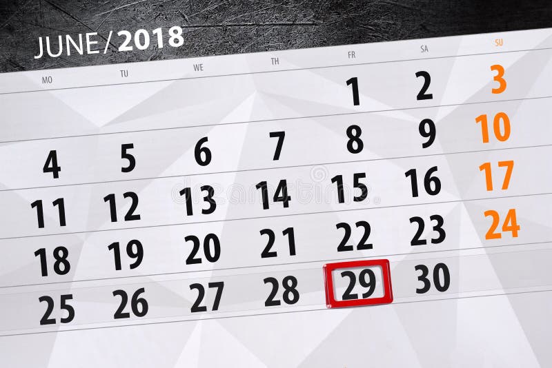 Calendar Planner for the Month, Deadline Day of the Week, Friday, 2018 ...