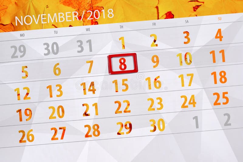 Calendar Planner for the Month, Deadline Day of the Week 2018 November ...