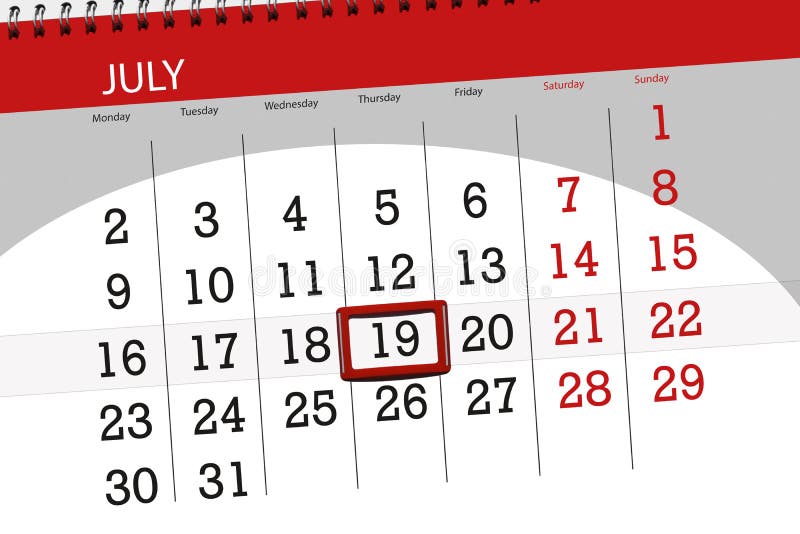 Calendar Planner for the Month, Deadline Day of the Week, Thursday ...