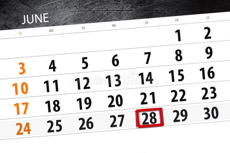 Calendar Planner for the Month, Deadline Day of the Week, Thursday ...