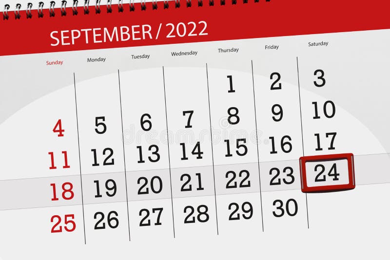 Calendar Planner for the Month September 2022, Deadline Day, 24 ...