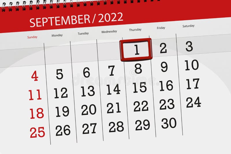 Calendar Planner for the Month September 2022, Deadline Day, 1 ...