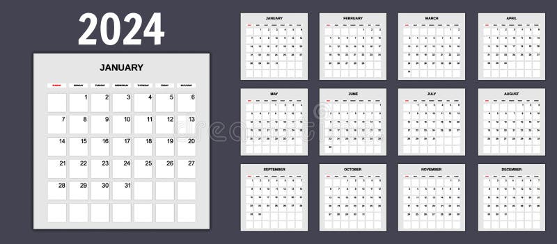 2024 Calendar, Planner. Sunday Start Annual Calendar Template Stock ...