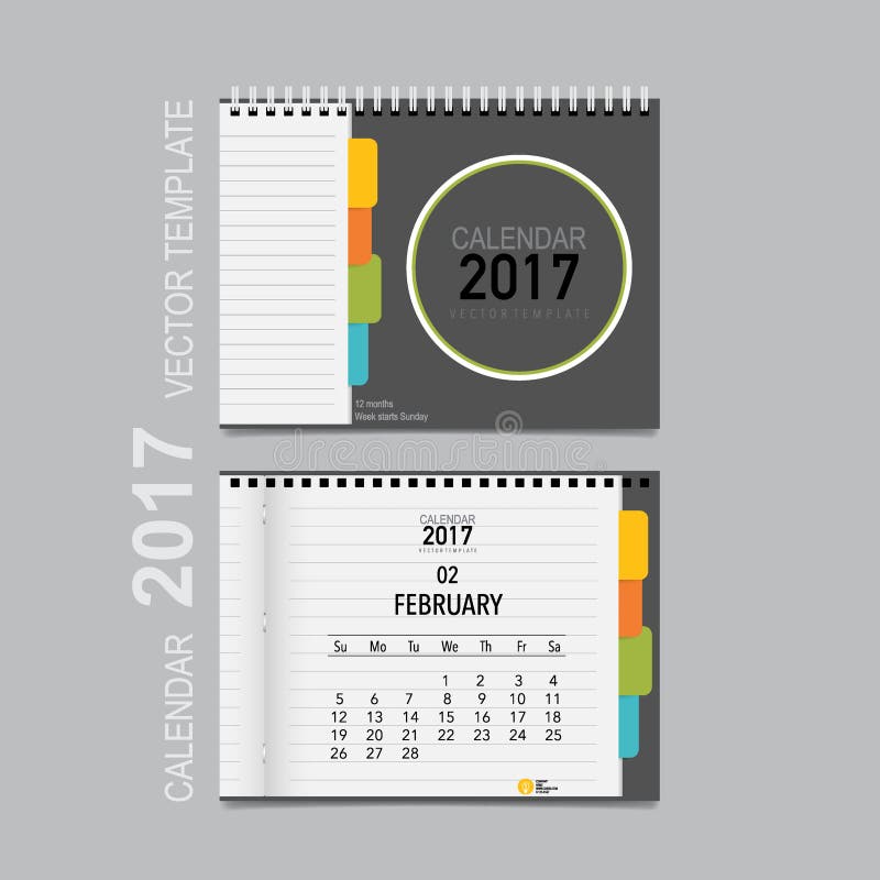 2017 Calendar Planner Vector Design, Monthly Calendar Template Stock ...