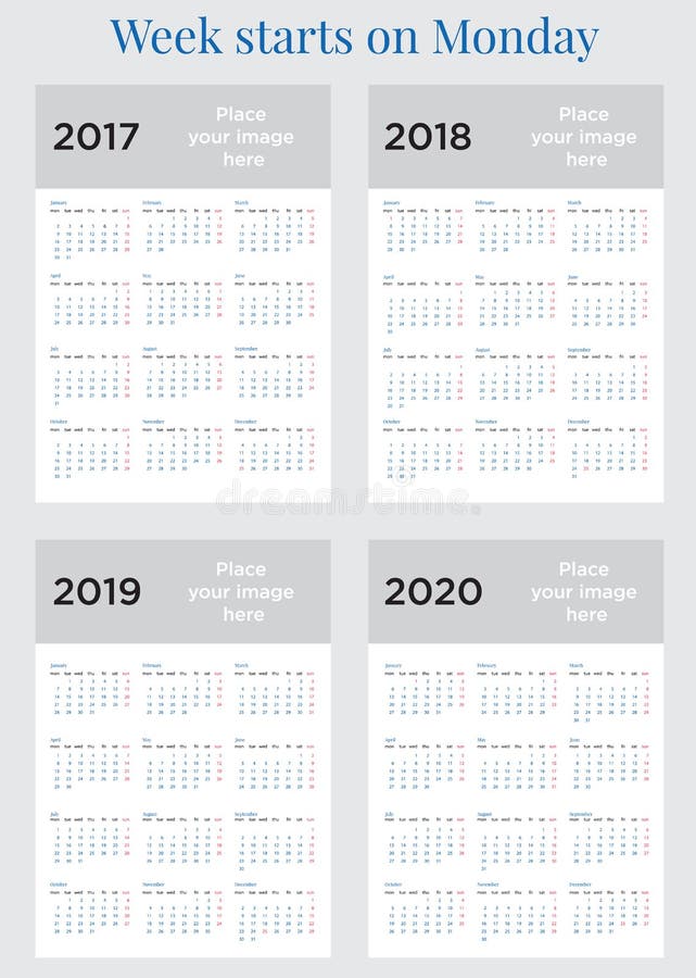 2017 Calendar Planner Week Starts on Monday Stock Illustration ...