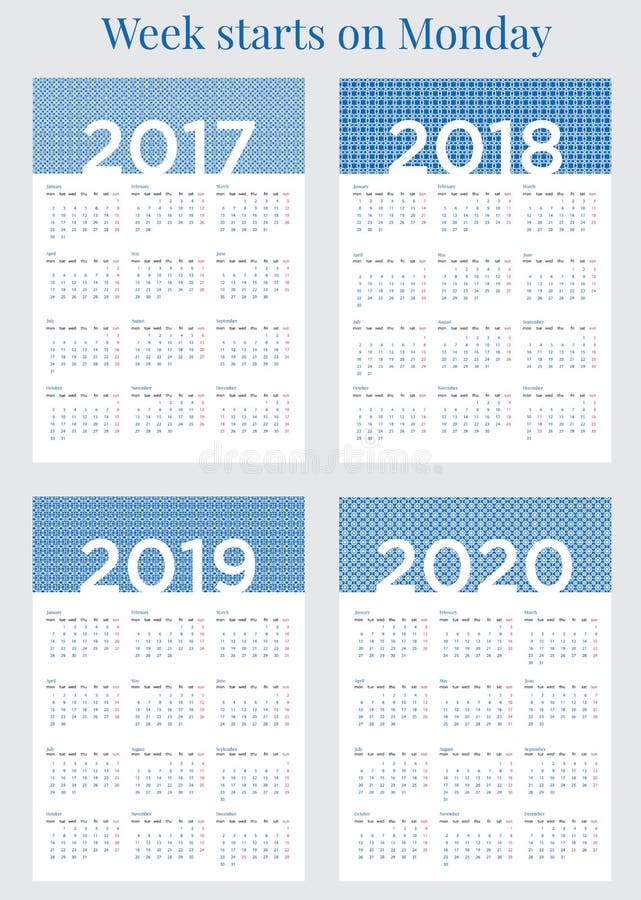 2017 Calendar Planner Week Starts on Monday Stock Illustration ...