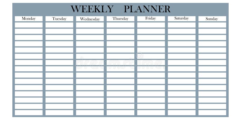 Calendar Planner Week. Table Schedule Grid. Vector Background. Business ...