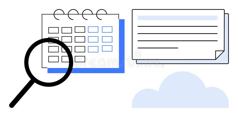 Calendar Planning and Document Review with Cloud Storage Concept Stock ...