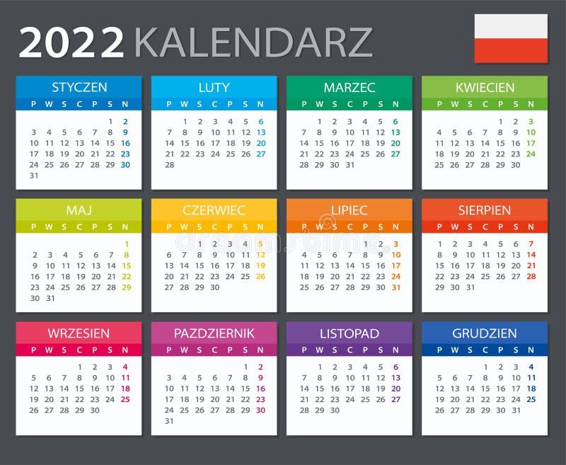 2022 Calendar Polish - Vector Illustration. Polish Version Stock Vector ...