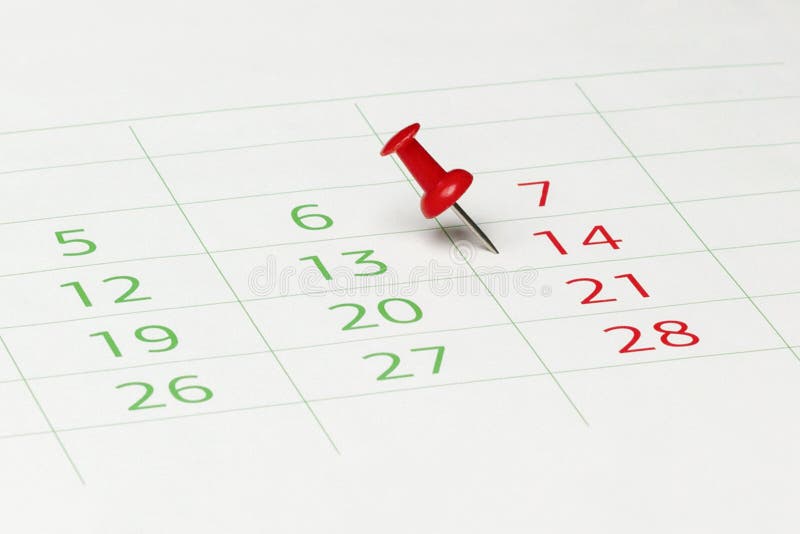 Calendar with push pin stock image. Image of organizer - 338181795