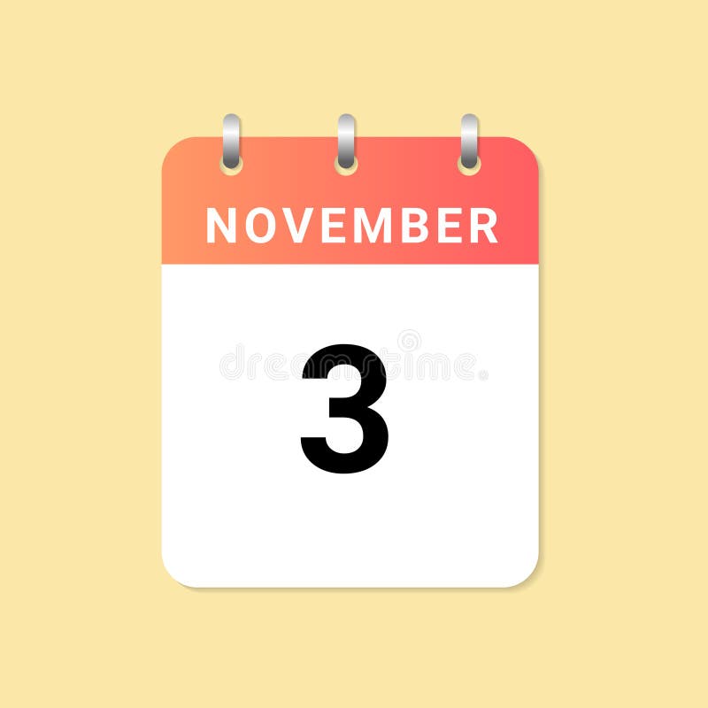 Daily Calendar 3rd of November Month on White Paper Note Stock Vector ...
