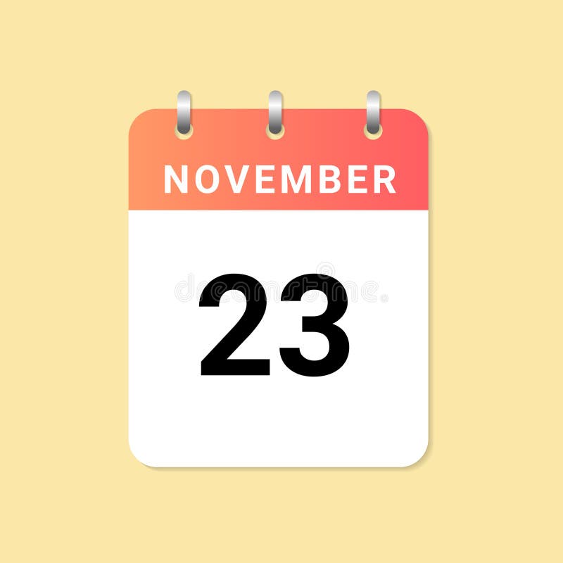 Daily Calendar 23rd of November Month on White Paper Note Stock Vector ...