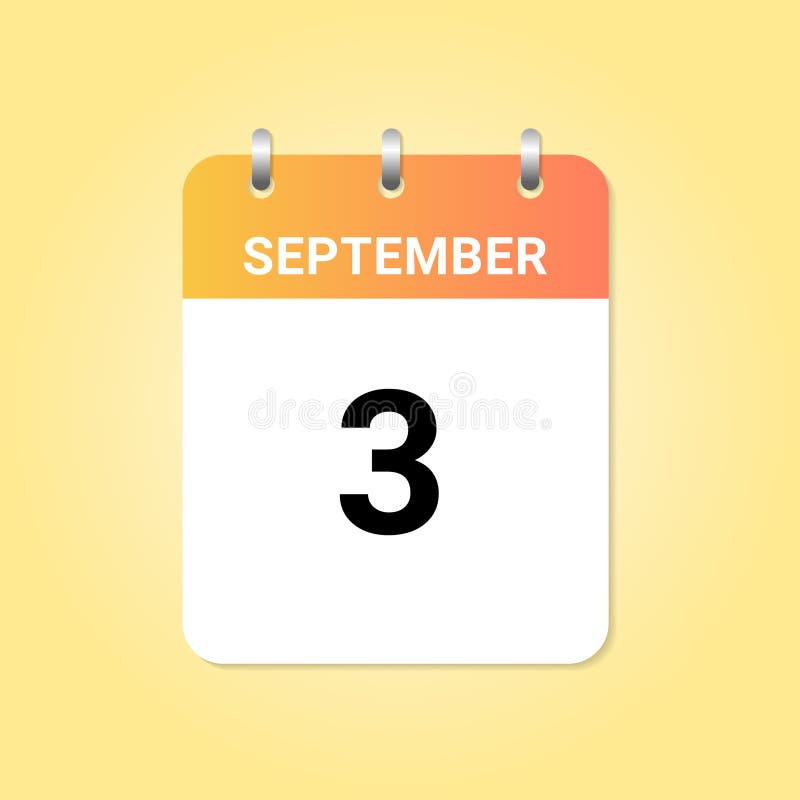 Daily Calendar 3rd of September Month on White Paper Note Stock Vector ...