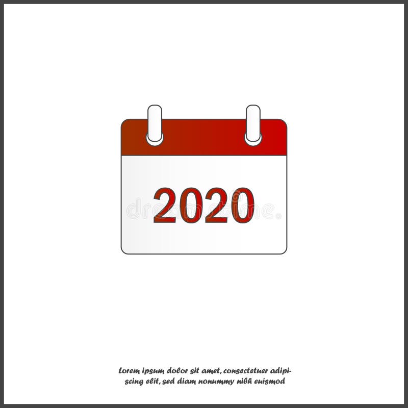 Calendar 2020 Red Color on a White Background Stock Vector ...
