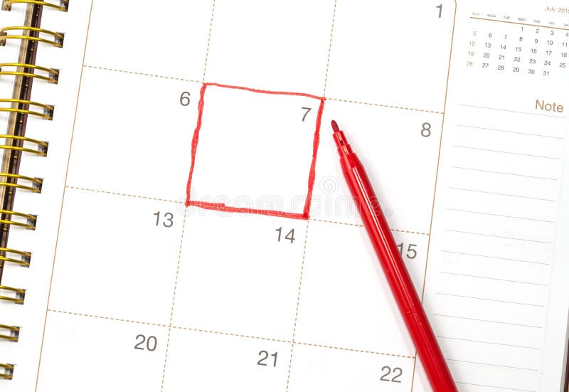 Calendar with red marking stock photo. Image of deadline - 60836748