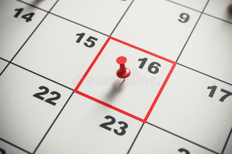 Calendar with Red Pin Highlighting a Significant Date, Surrounded by ...