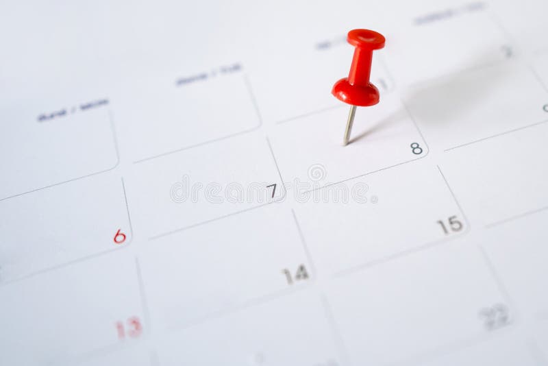 Calendar with a Red Pin for June 8th, Mark the Date of the Event with a ...