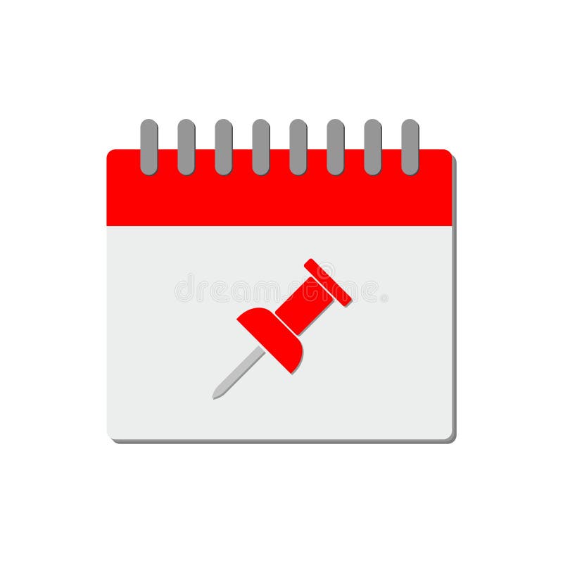 Calendar with Push Pin Button Label on Black Background Stock ...