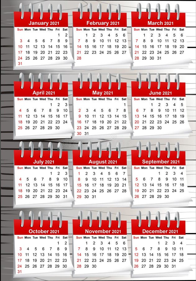 Calendar Red Theme Designed on Isolated White Background Stock Photo ...