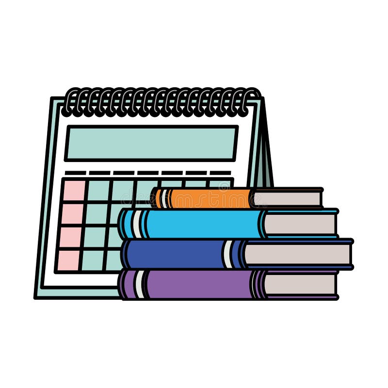 Calendar Reminder and Books Isolated Icon Stock Vector - Illustration ...