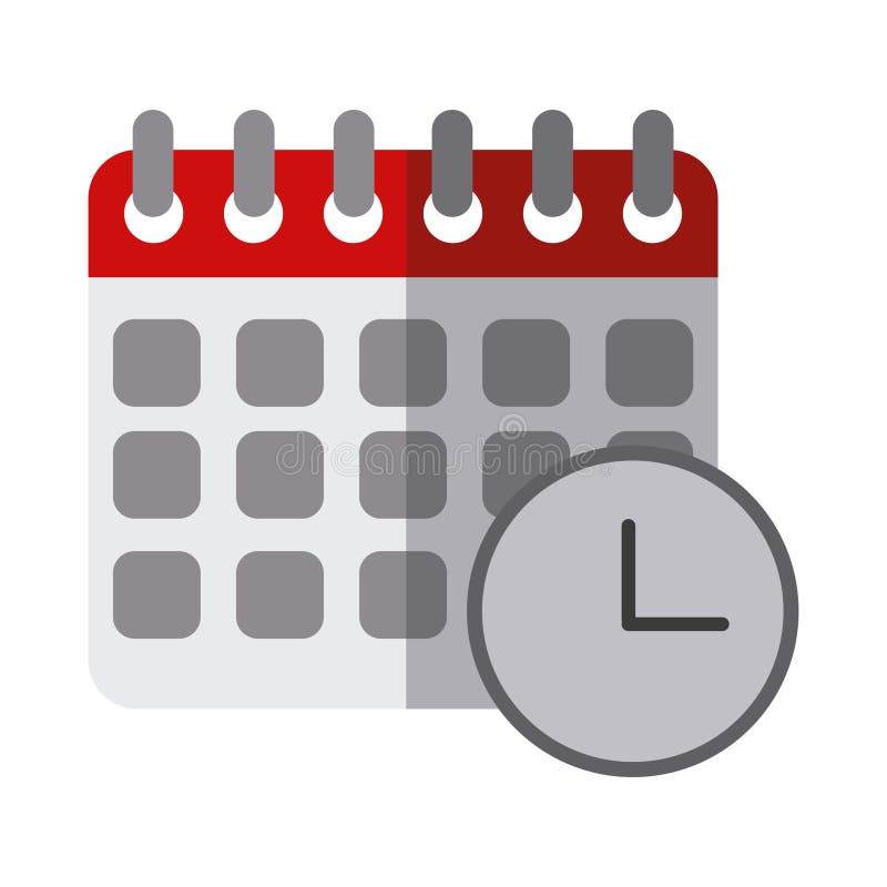 Calendar Reminder Clock Time Flat Icon with Shadow Stock Vector ...