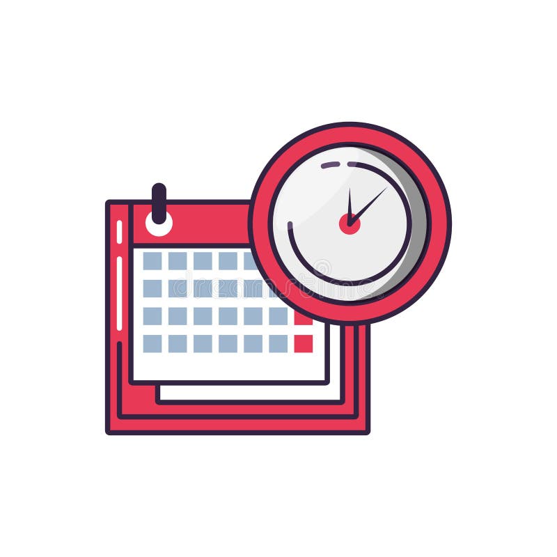 Calendar Reminder with Clock Time Stock Illustration - Illustration of ...