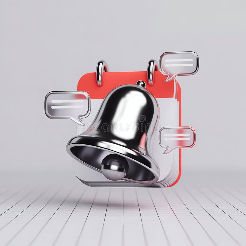 Calendar Reminder with Notification Bell and Speech Bubbles Rendering ...