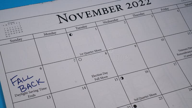 Fall Back Reminder on Calendar Stock Image - Image of turn, list: 248090499
