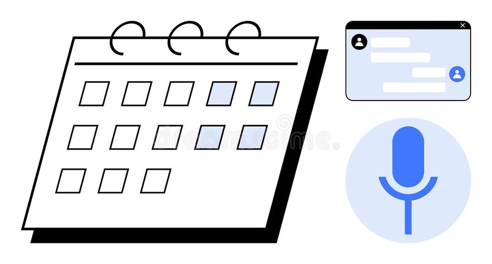 Calendar Schedule, Chat Messages, and Voice Command Microphone for Task ...