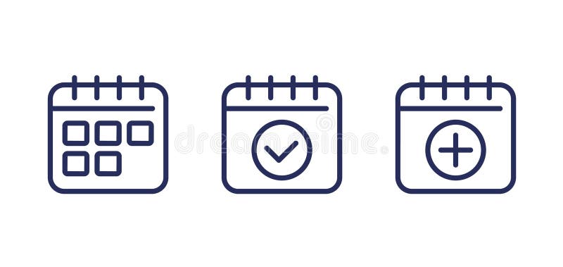 Calendar and Schedule Icons, Line Vector Stock Vector - Illustration of ...