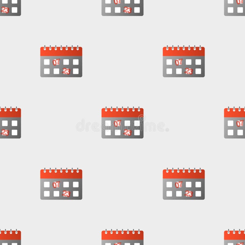 Calendar Seamless Pattern. Highlighted Day on the Calendar. Flat Vector ...