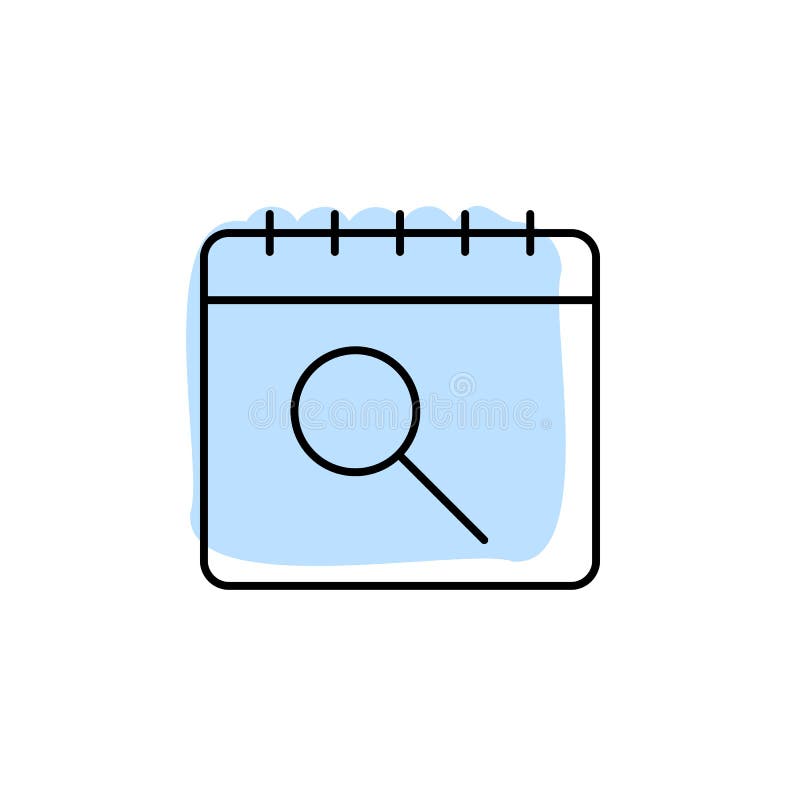 Calendar, Search with Color Shadow Vector Icon in Calendar Set Stock ...