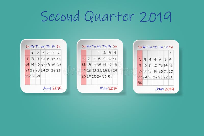 Calendar for Second Quarter of 2020 Year on Metallic Sheets Stock ...