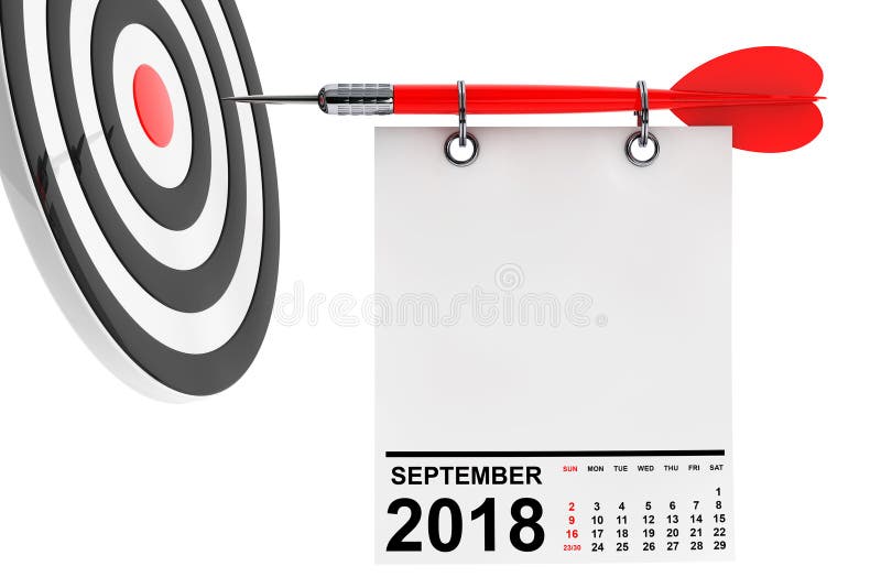 Calendar September 2018 with Target. 3d Rendering Stock Photo - Image ...