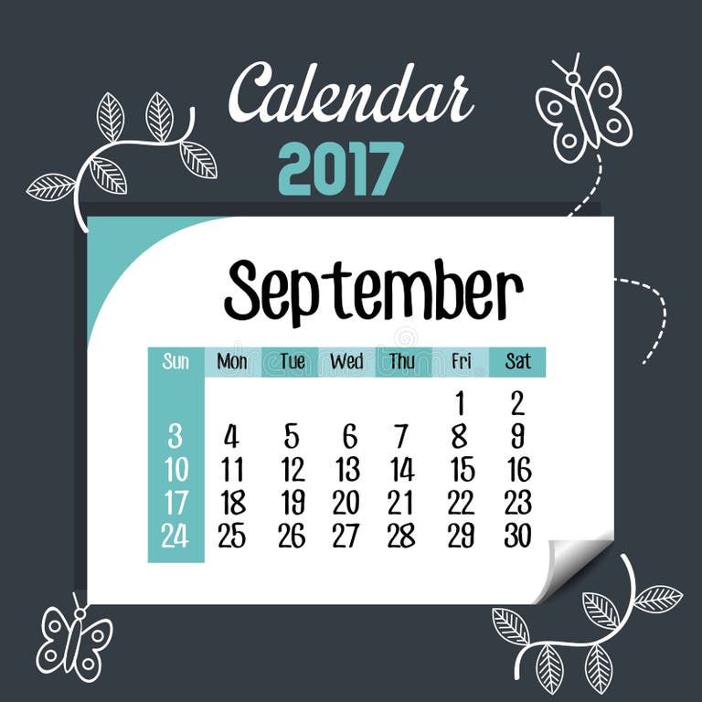Calendar September 2017 Template Icon Stock Vector - Illustration of ...