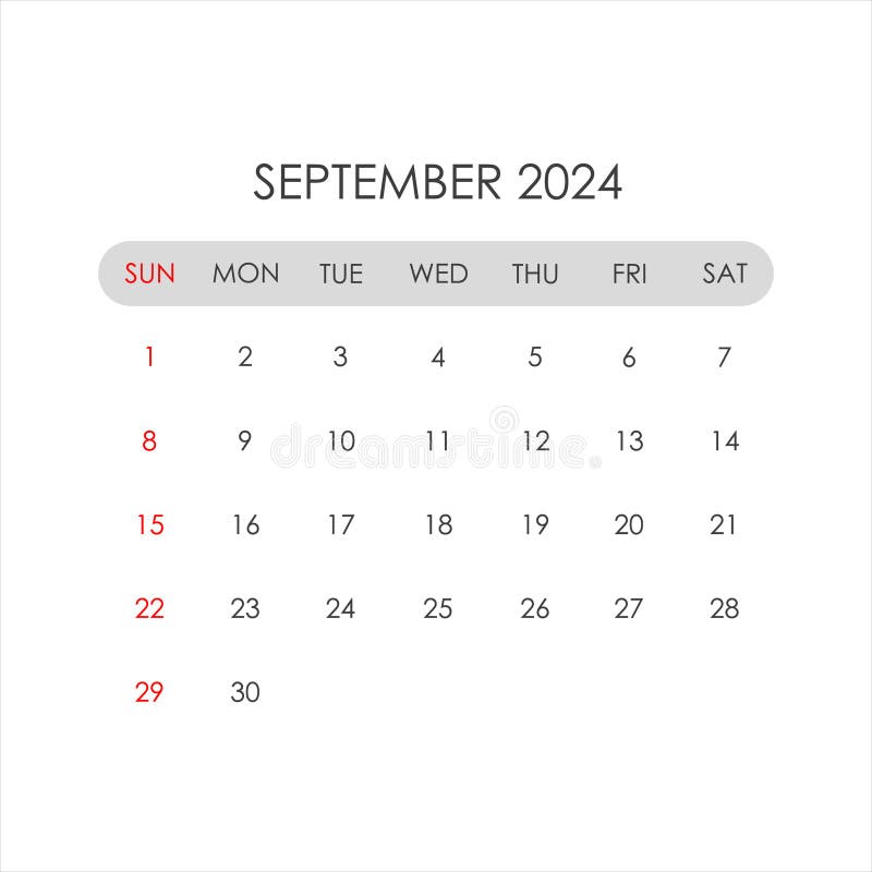 Calendar for September 2024. the Week Starts on Sunday. Stock Vector ...