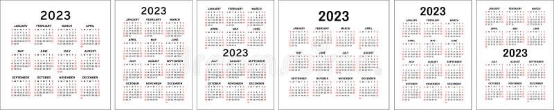 Calendar 2023 Set. Color English Square Calender Collection Stock ...