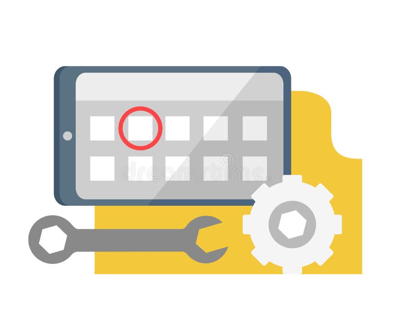 Calendar Settings Icon, Tablet Pc Setting Sign, Isolated on White ...