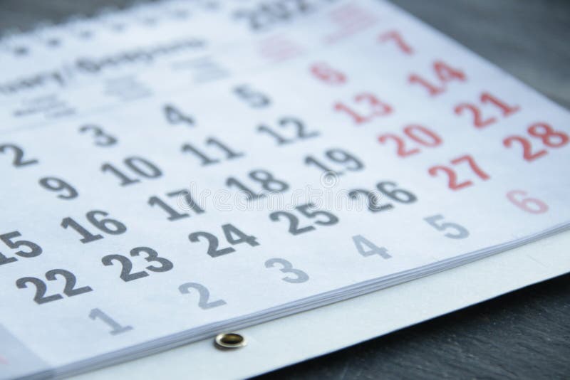 Calendar Sheet. Calendar Page with Date Stock Photo - Image of studio ...