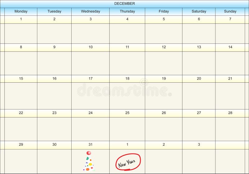 Calendar showing december stock vector. Illustration of cold - 7246776