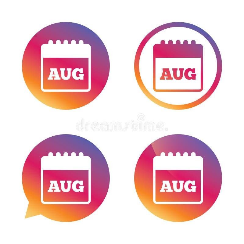 Calendar Sign Icon. August Month Symbol Stock Vector - Illustration of ...