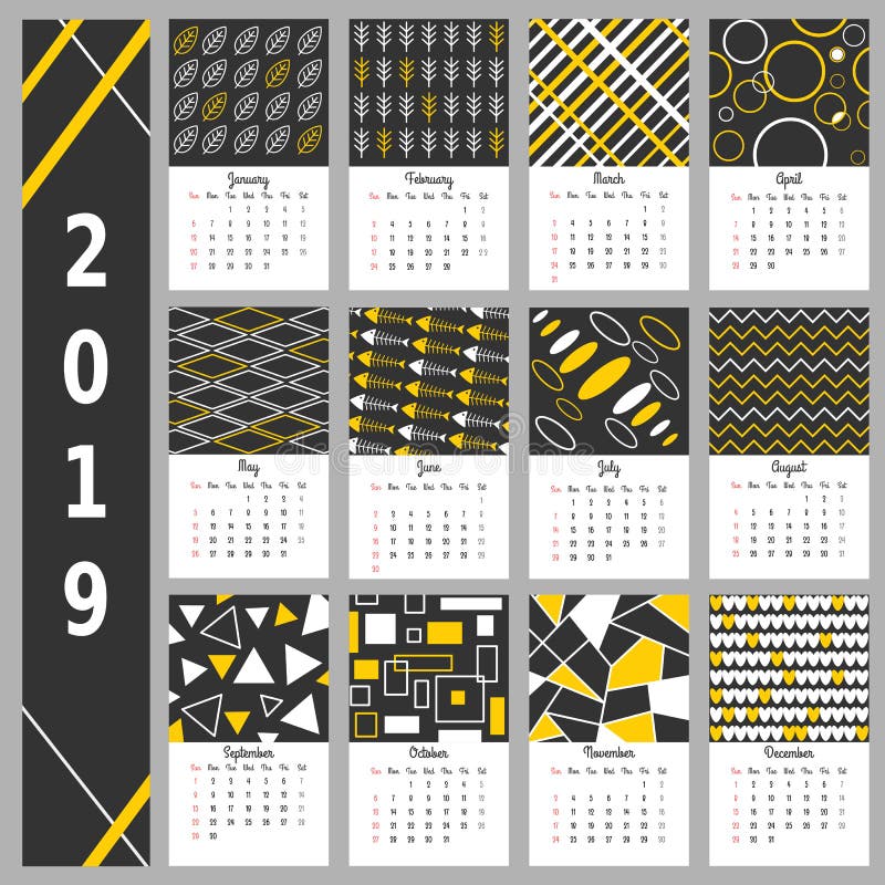 Calendar 2019. Simple Calendar Design. Calendar Vector Stock ...