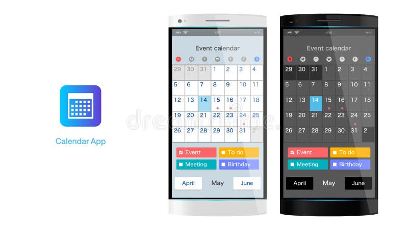 Calendar smartphone app stock vector. Illustration of lite - 158864808