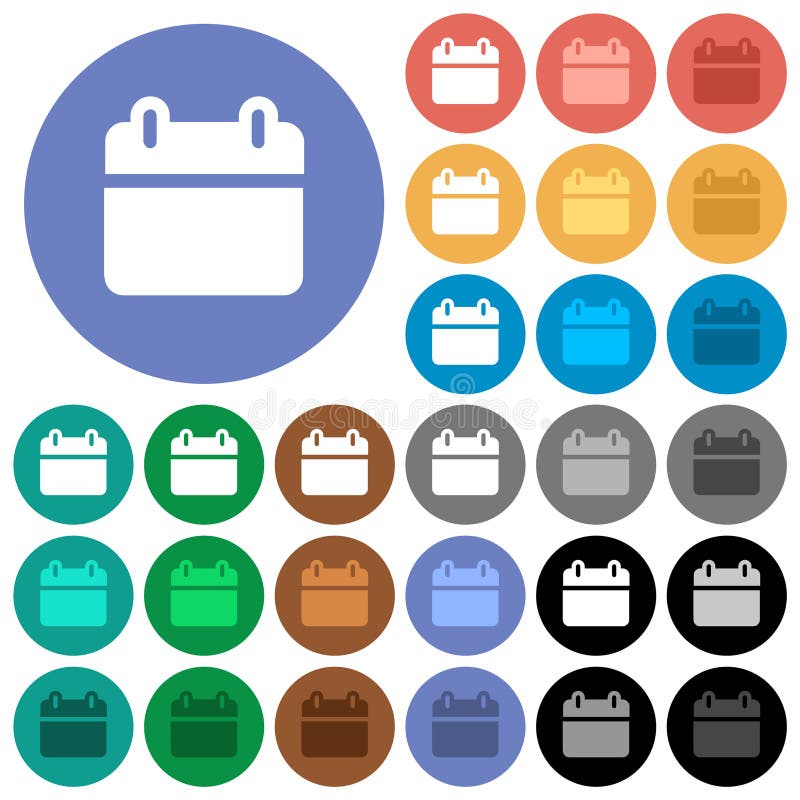 Calendar Solid Round Flat Multi Colored Icons Stock Vector ...