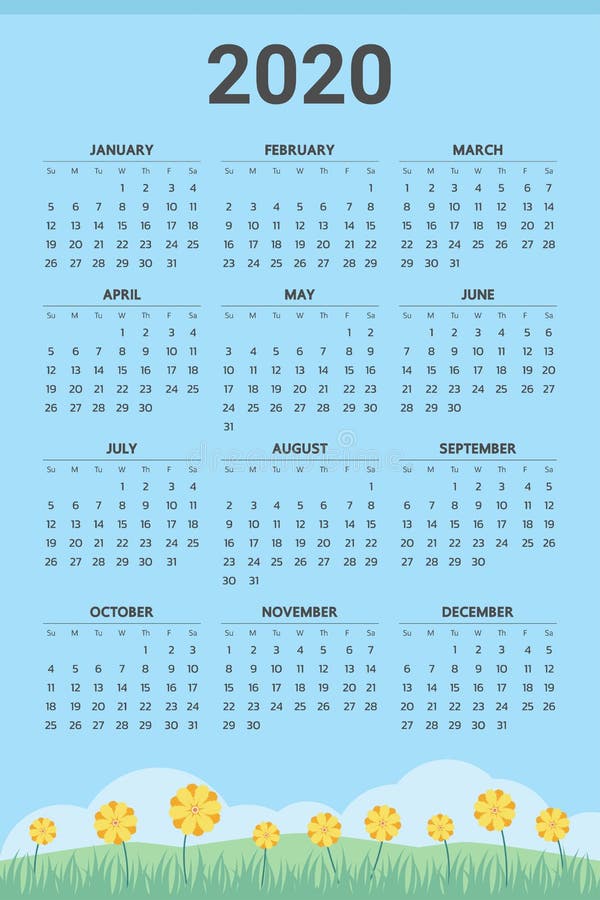 2020 Calendar with Spring Theme - Vector Stock Vector - Illustration of ...