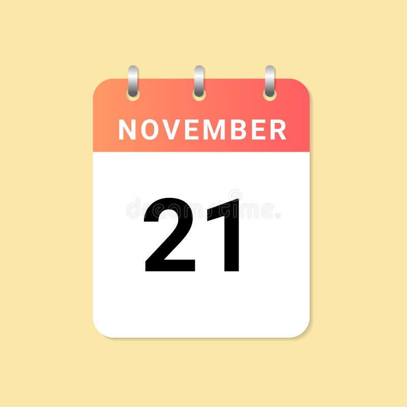 Daily Calendar 21st of November Month on White Paper Note Stock Vector ...