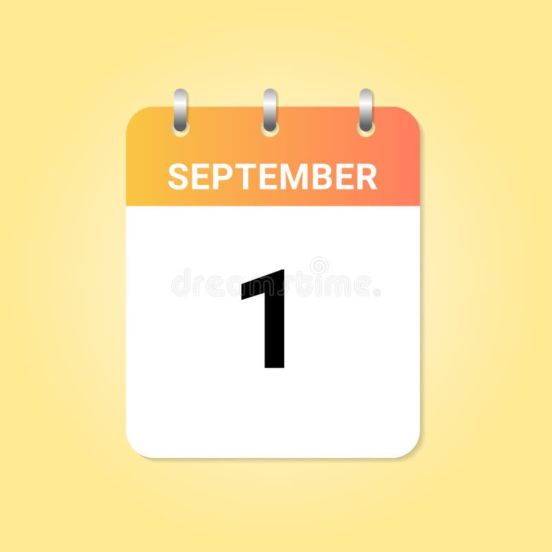 Daily Calendar 1st of September Month on White Paper Note Stock Vector ...