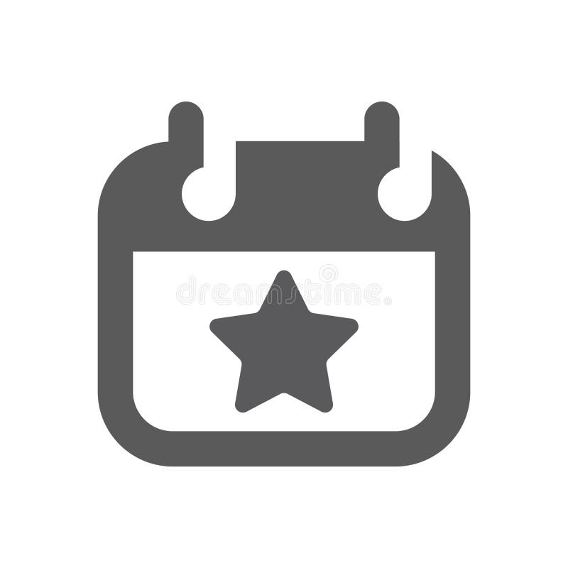 Calendar with Star Black Vector Icon Stock Vector - Illustration of ...