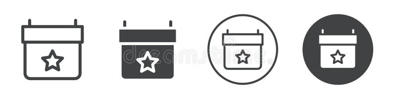 Calendar with Star Icon Vector Logo Outline Stock Vector - Illustration ...